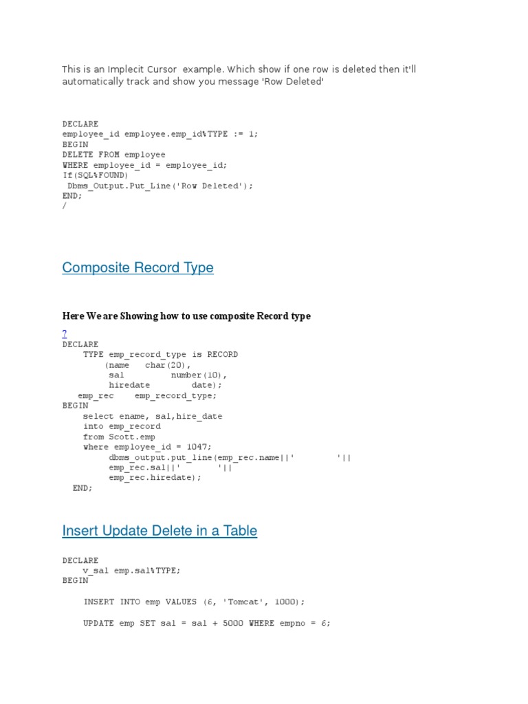 PLSQL Programs | Download Free PDF | Pl/Sql | Information Technology ...
