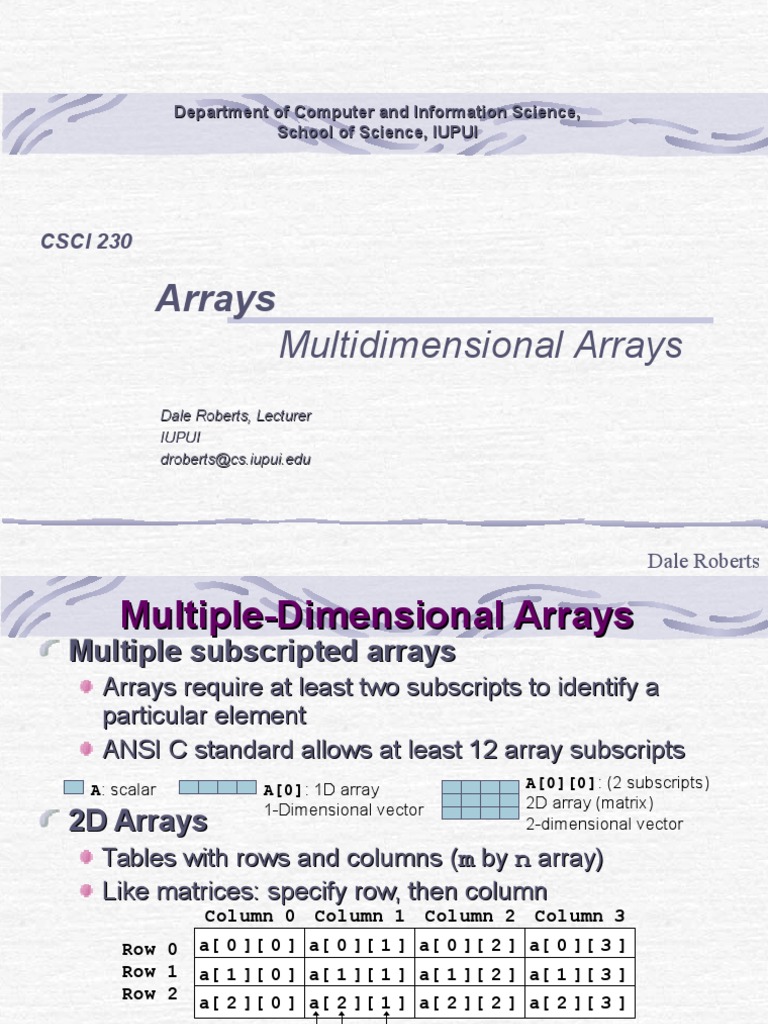 t11CArraysMultiDimensional Pps | PDF | Matrix (Mathematics) | Array Data Structure