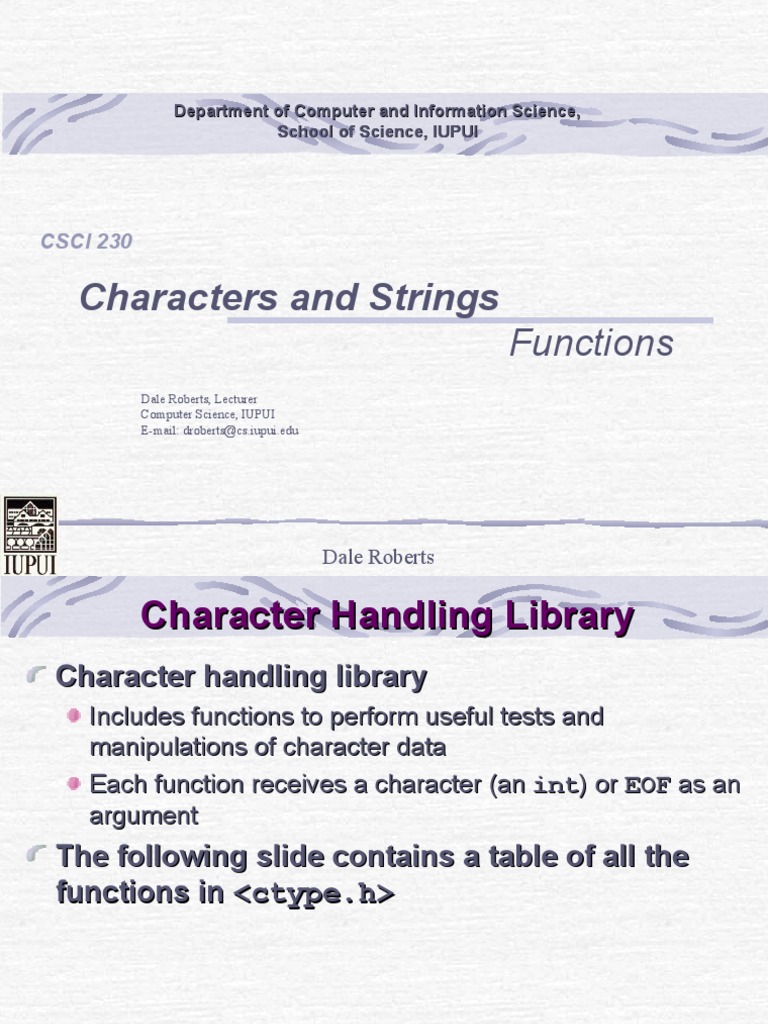 Characters and Strings: Functions | Download Free PDF | String ...