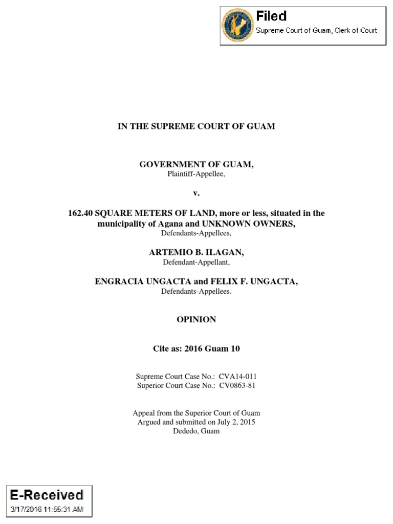 Gov't of Guam v. 162.40 Square Meters of Land, No. CVA14-011 (Guam Mar ...