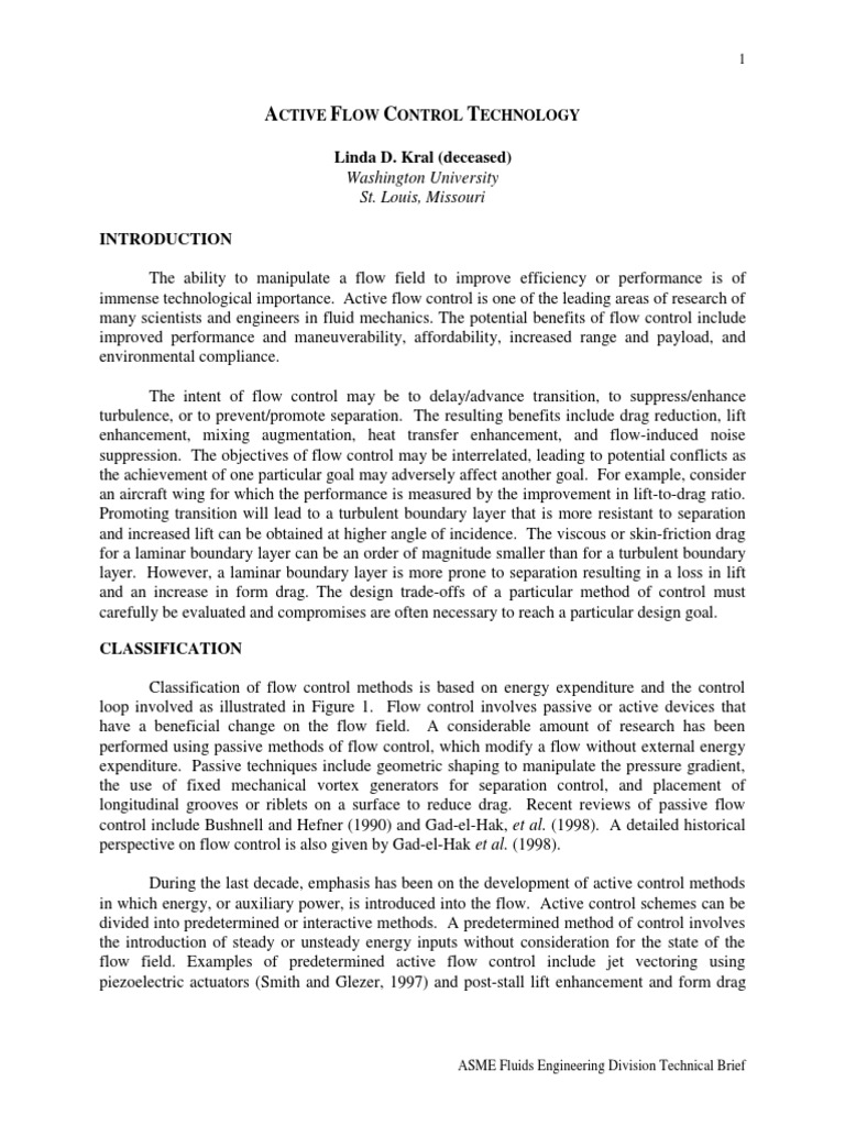 Active Flow Control Technology | PDF | Lift (Force) | Control Theory