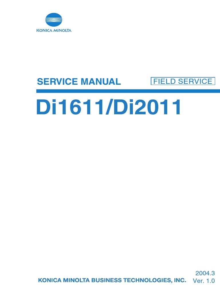 Konica Minolta Di1611-2011 Field Service Manual PDF | PDF | Electrical ...