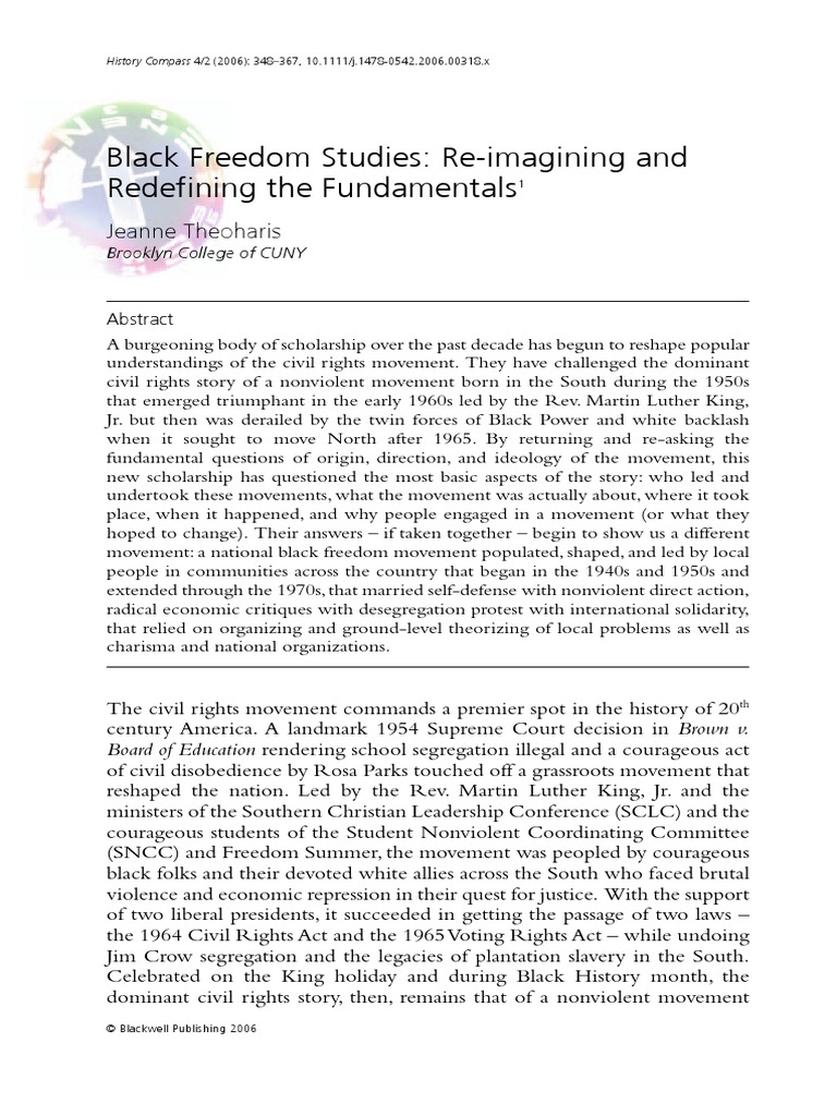 Black Freedom Studies: Reimagining and Redefining The Fundamentals ...