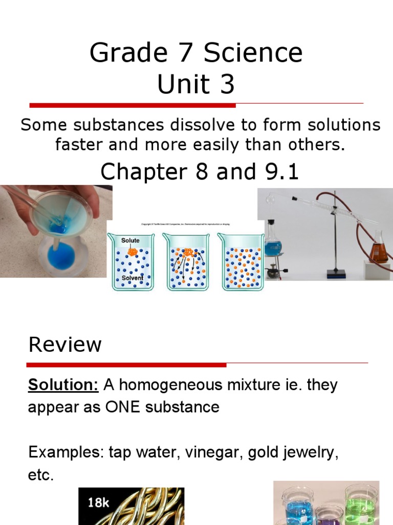 Grade 7 Science Chapter 8 Notes | PDF | Solution | Solubility