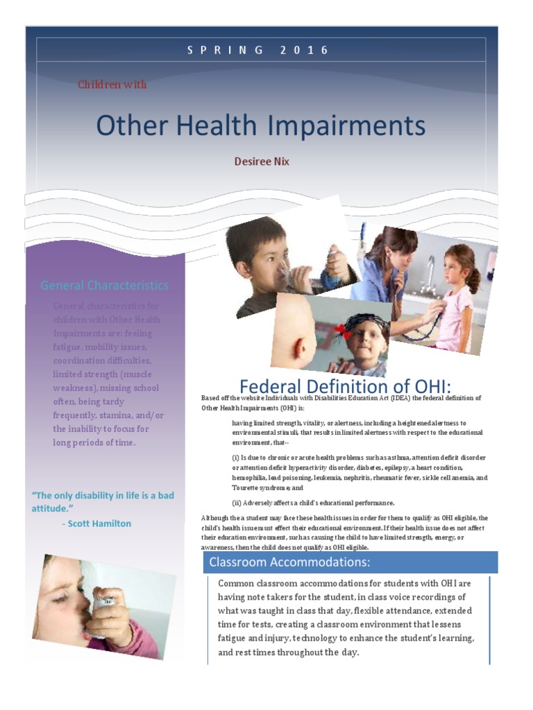Other Health Impairments | PDF | Weakness | Disability