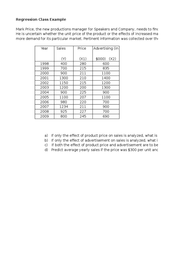 09 Regression Class Example Solution Pdf Teaching Methods And Materials 0568