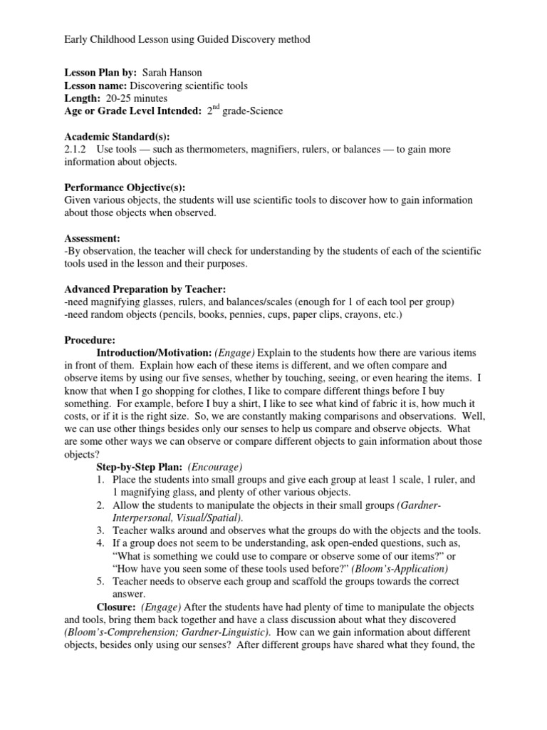 Educ 319-Early Childhood Lesson | PDF | Early Childhood Education ...