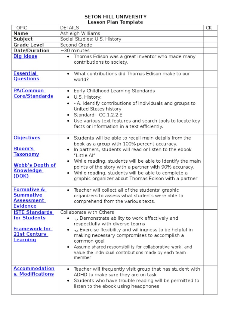 Lesson 2 | PDF | Thomas Edison | Lesson Plan