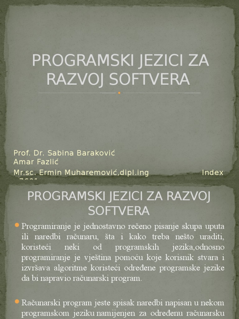 Prezentacija Programski Jezici | PDF