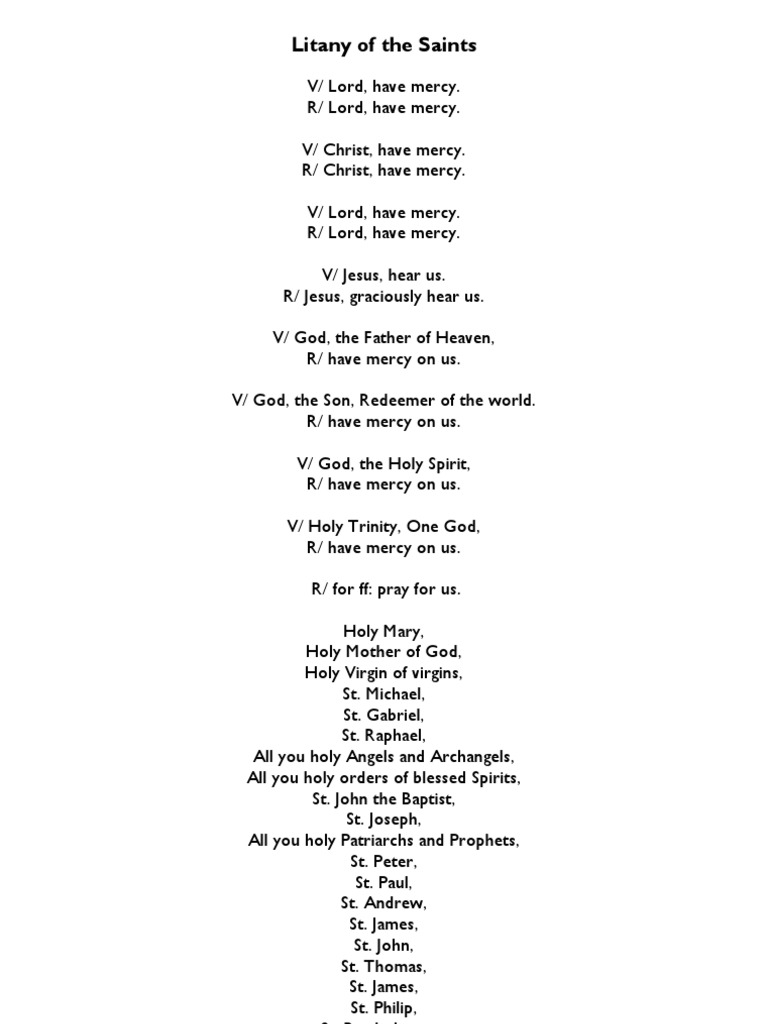 Litany of The Saints | PDF | Mercy | John The Baptist