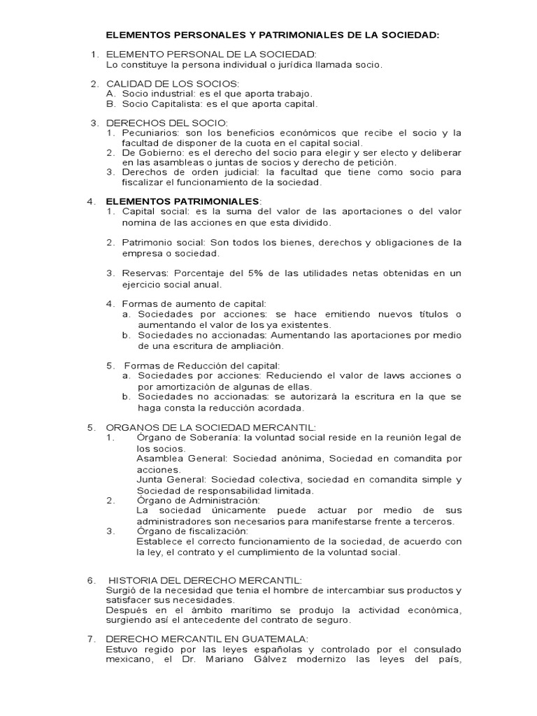 Elementos Personales en Sociedades Mercantiles | PDF | Liquidación ...