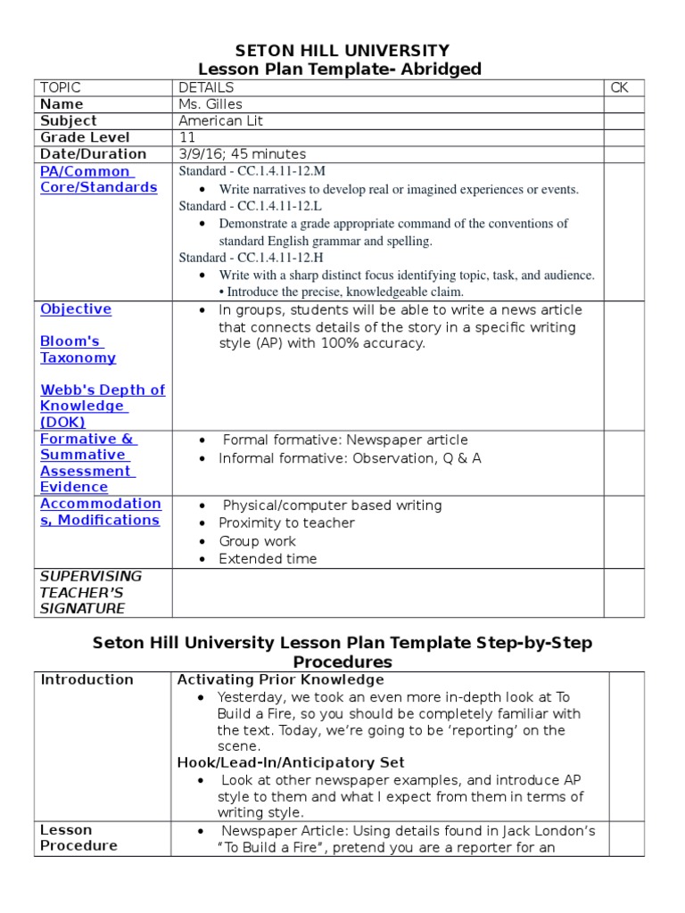 Grade 11 Newspaper Article Lesson Plan | PDF