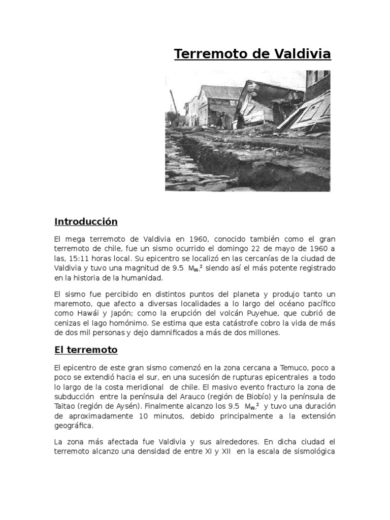 Terremoto de Valdivia 1960 | PDF | Desastres naturales | Sismología