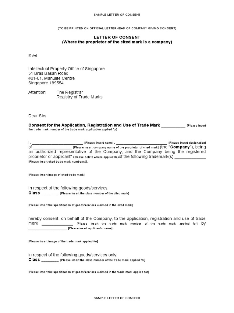 Sample Letter of Consent | PDF | Trademark | Civil Law (Common Law)
