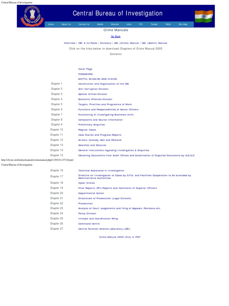 CBI Crime Manual 2005 Overview | PDF | Legal Action | Misconduct