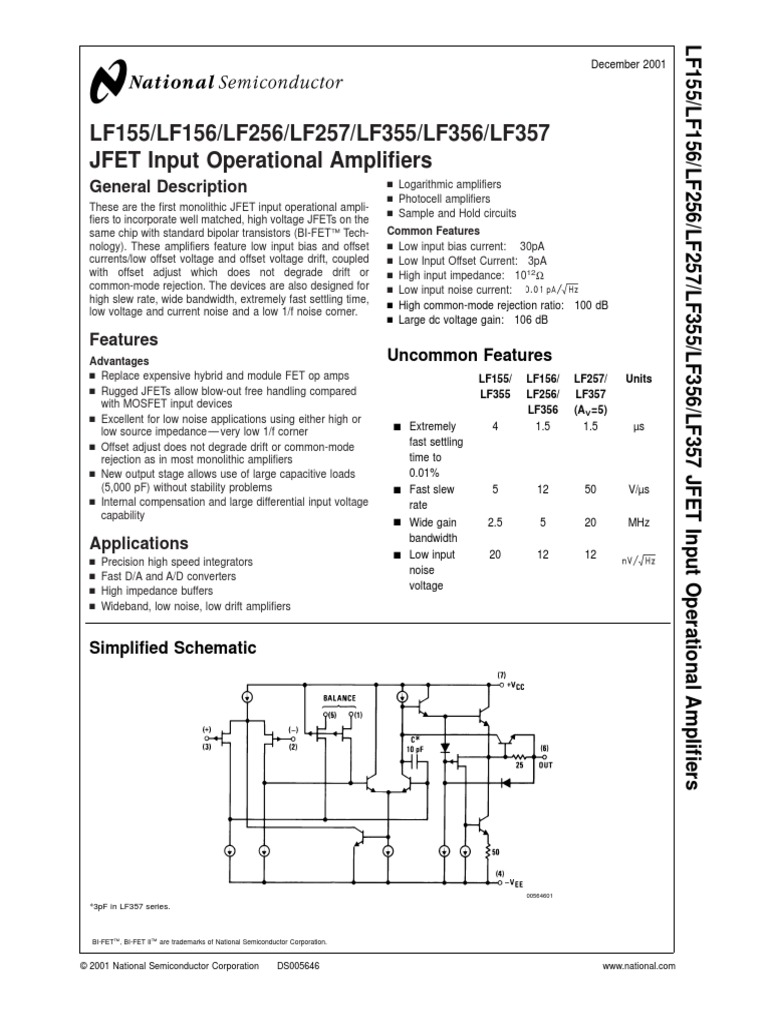 LF356 | Amplifier | Operational Amplifier