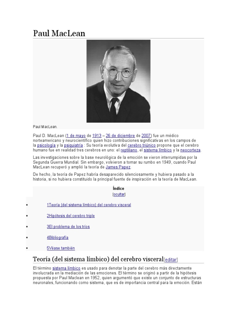 Teoría del cerebro triúnico de MacLean | PDF | Conceptos psicologicos ...