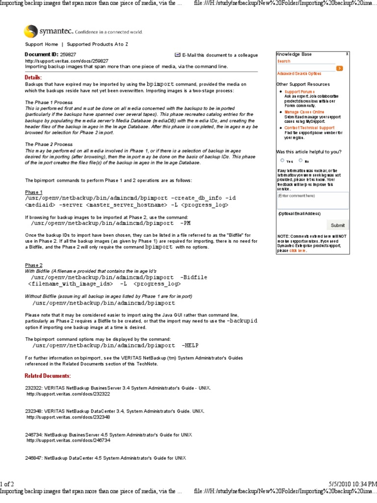 Netbackup - Importing Backup Images Using COmmand Line | PDF | Backup | Internet Forum