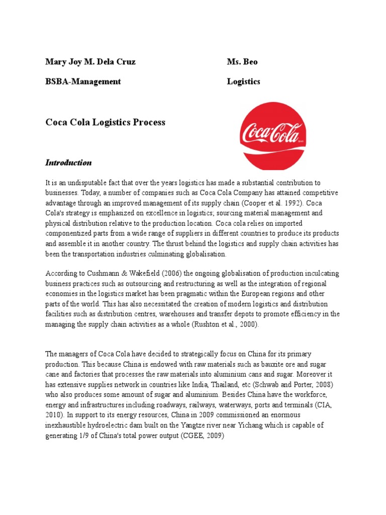 Logistics Process of Coca Cola | PDF | Port | Logistics