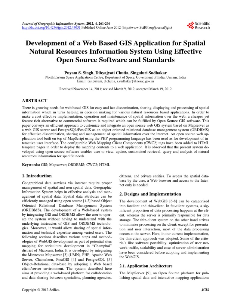 Jgis20120300007 22468990 | PDF | Geographic Information System | Postgre Sql