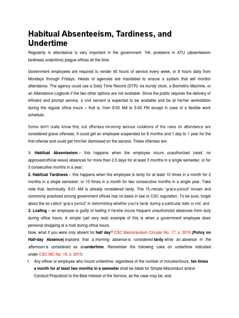 Habitual Absenteeism | PDF