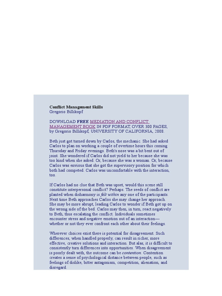 Conflict Management Skills | PDF | Consensus Decision Making | Mediation
