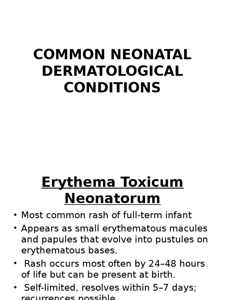 Common Neonatal Skin Conditions | PDF | Cutaneous Conditions | Diseases ...