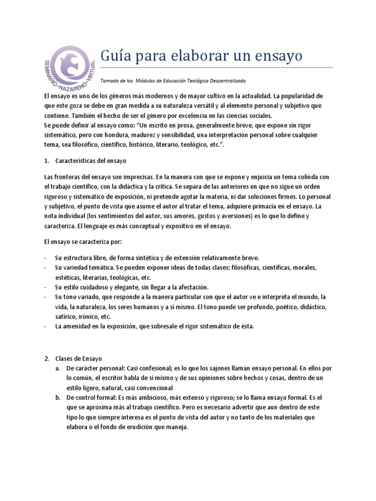 Guía Para Elaborar Un Ensayo | Ensayos | Autor
