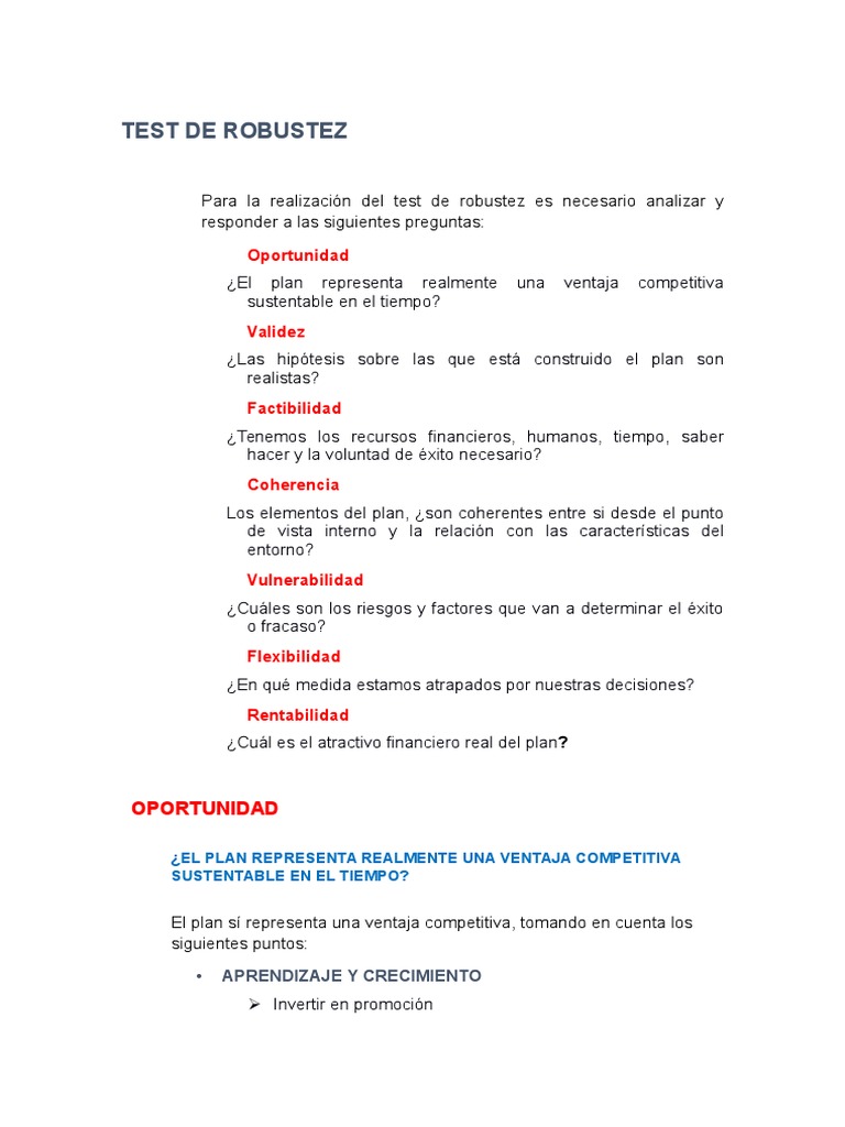 Test de Robustez | PDF | Cognición | Business