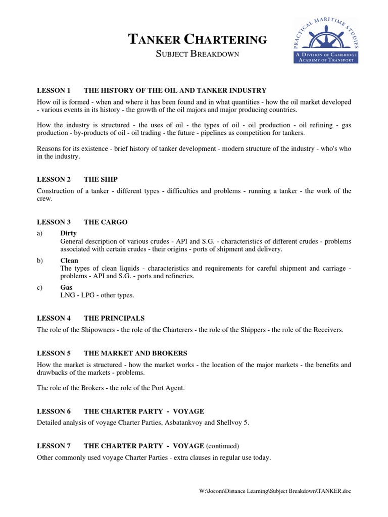 Tanker Chartering Standard | PDF | Oil Tanker | Petroleum