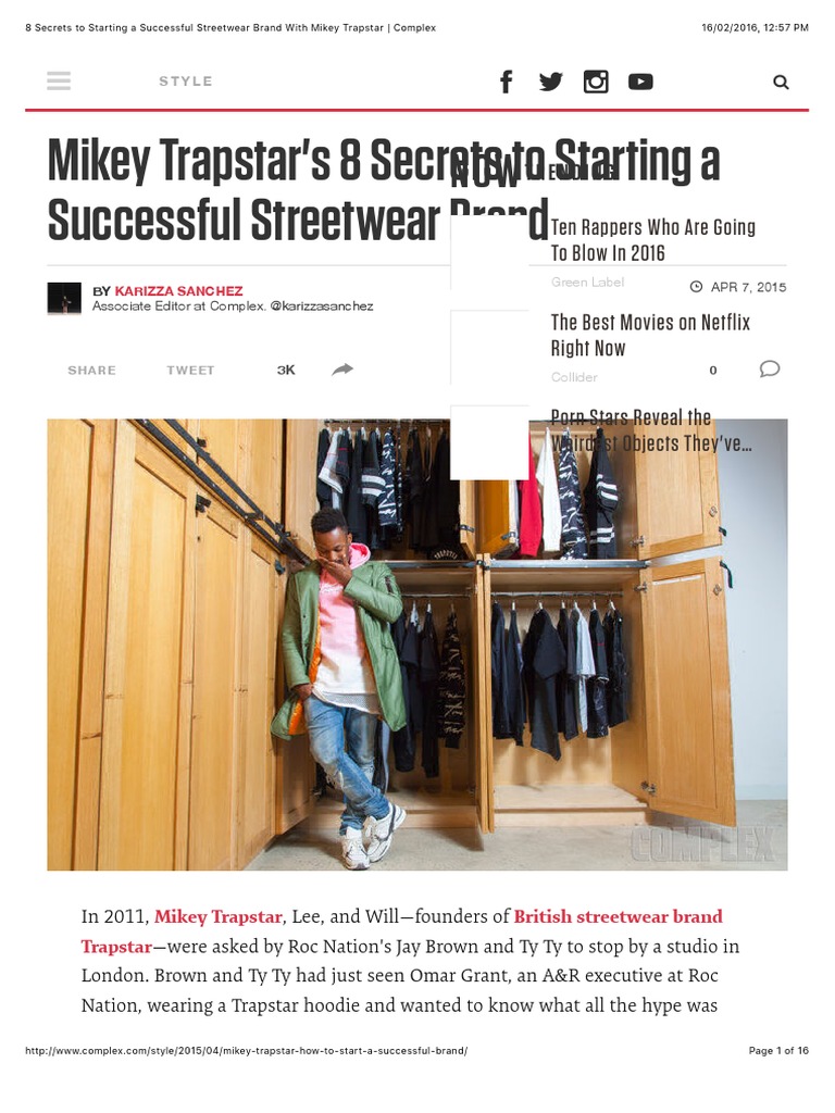 8 Secrets To Starting A Successful Streetwear Brand With Mikey Trapstar ...