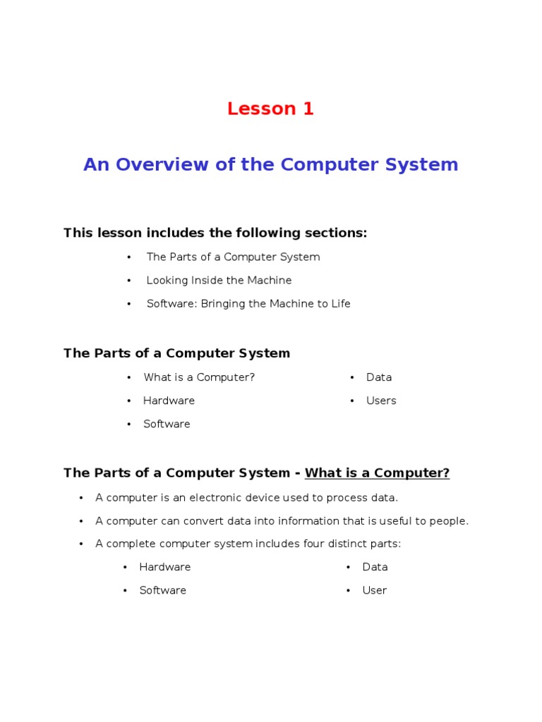 An Overview of The Computer System | PDF | Computer Data Storage | Input/Output