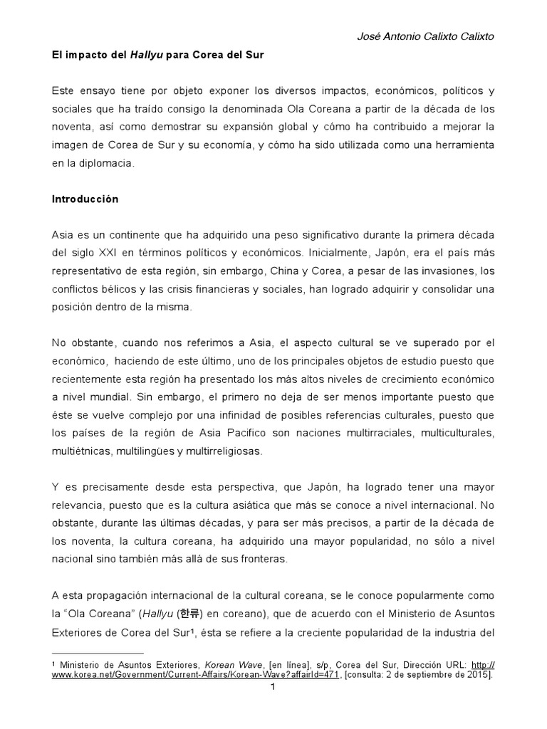 Ensayo Módulo II-submódulo III | PDF | Corea del Sur | Política mundial