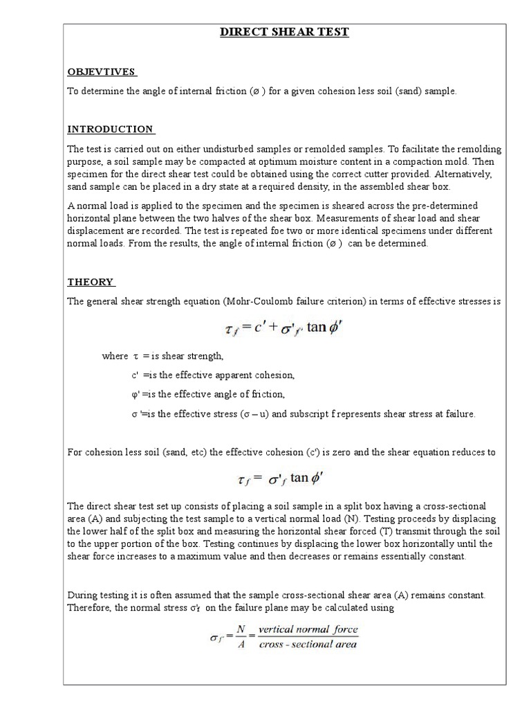 Direct Shear Test | PDF | Mechanics | Mechanical Engineering