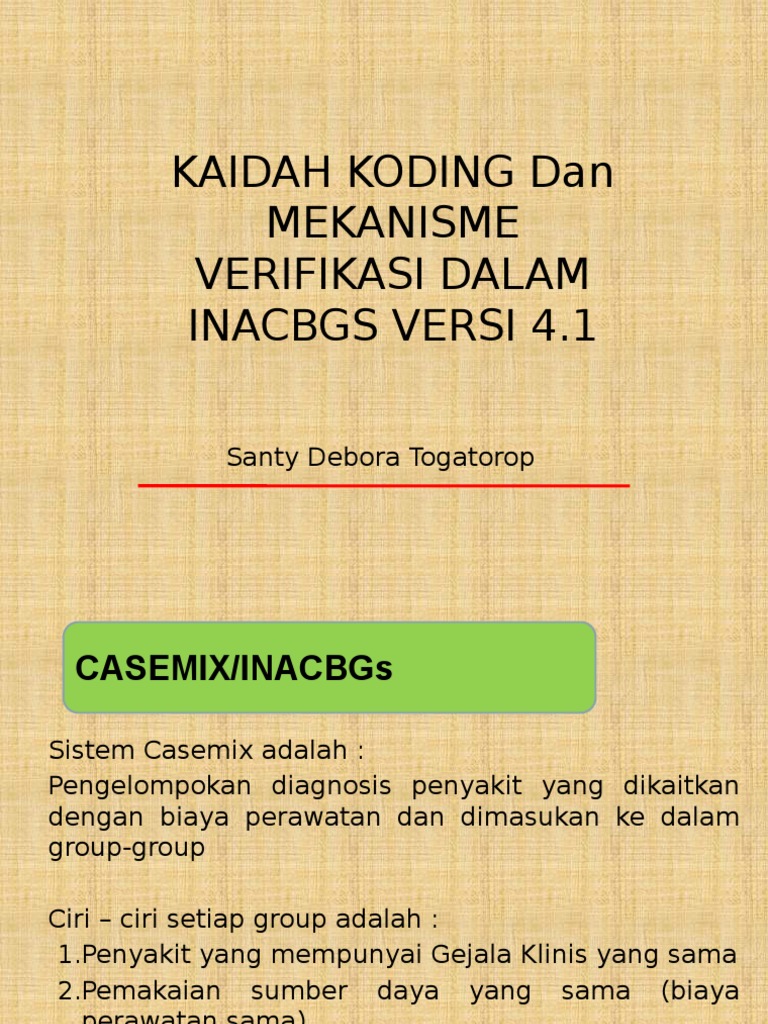 Kaidah Koding Dan Mekanisme Verifikasi Dalam Inacbgs | PDF