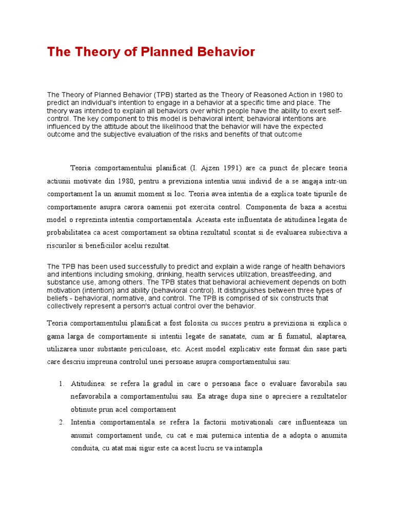 The Theory of Planned Behavior | PDF | Intention | Behavior