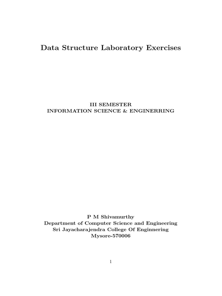 Data Structure Laboratory Exercises Iii Semester Information Science And Enginerring Pdf