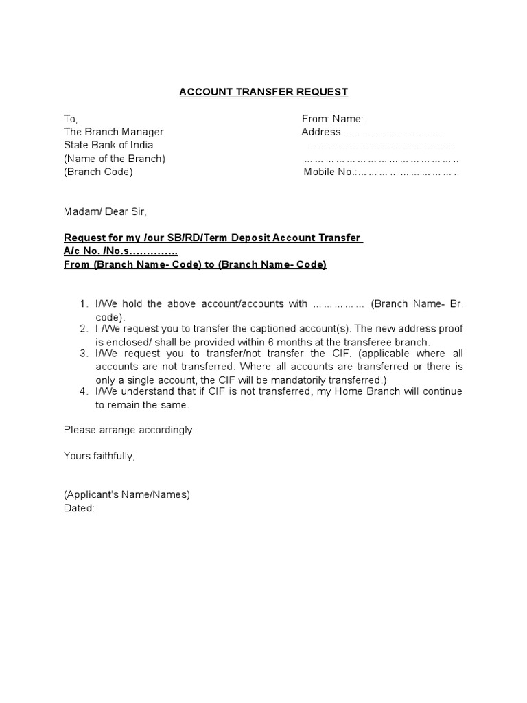 Deposit Account Transfer Form | PDF | Business | Law