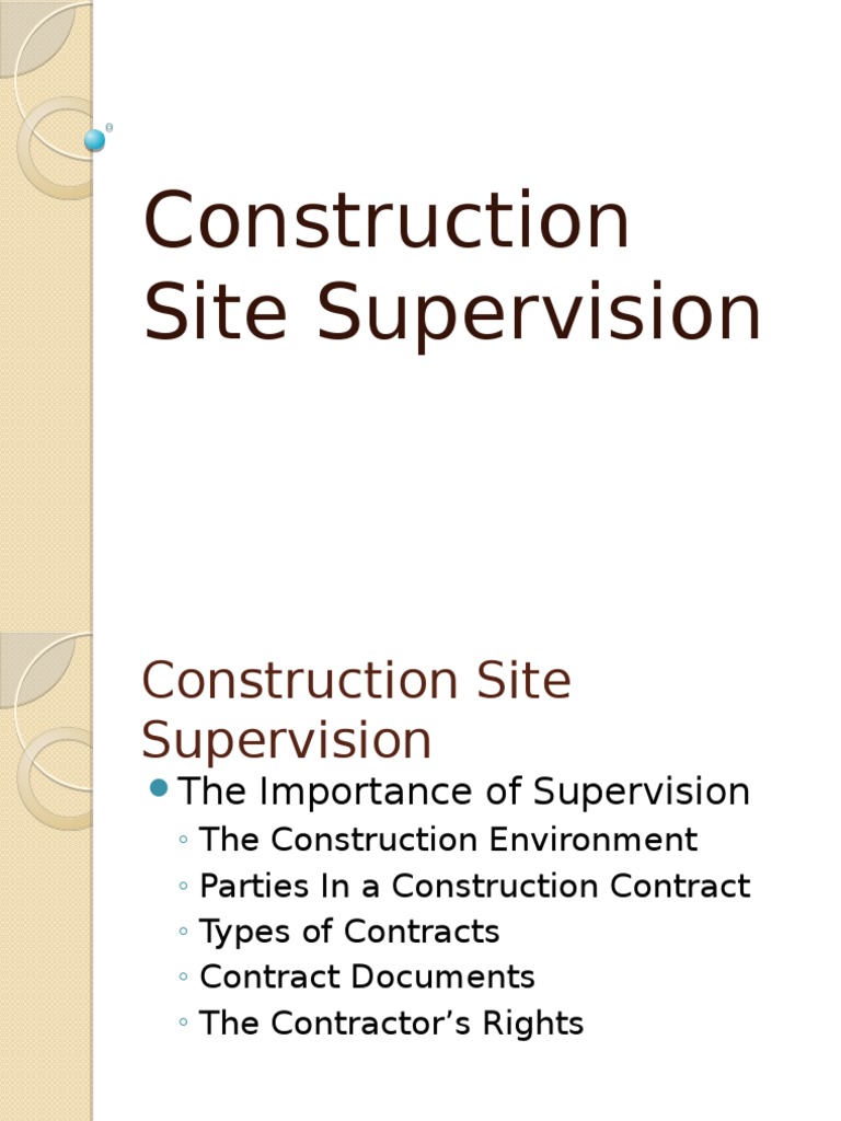 Construction Site Supervision Handout | PDF | Iso 9000 | Specification ...