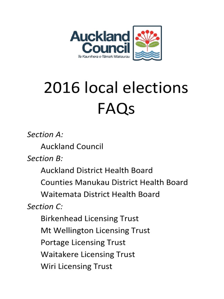Auckland Council Election FAQs 2016 | PDF | Elections | Voting