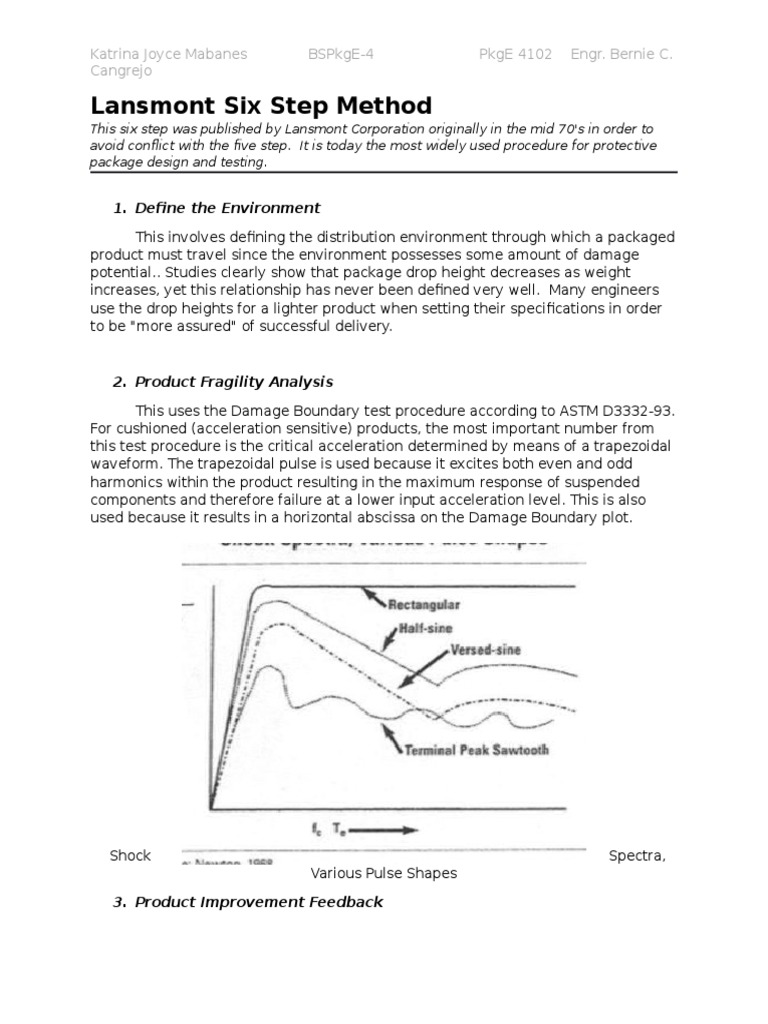Lansmont Six Step Method | PDF | Packaging And Labeling | Prototype