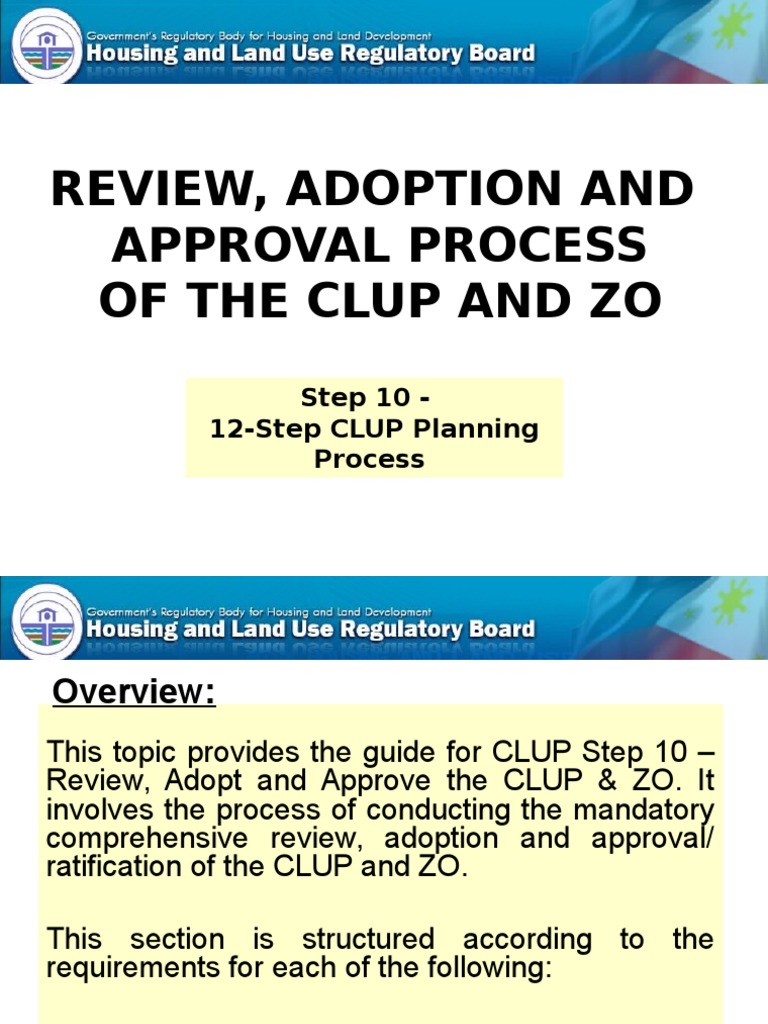CLUP Review Process and Parameters | Social Institutions | Social Science