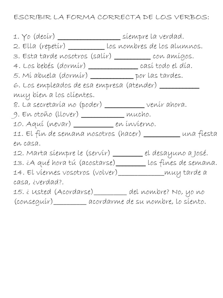 Formas Correctas de Escribir Verbos | PDF