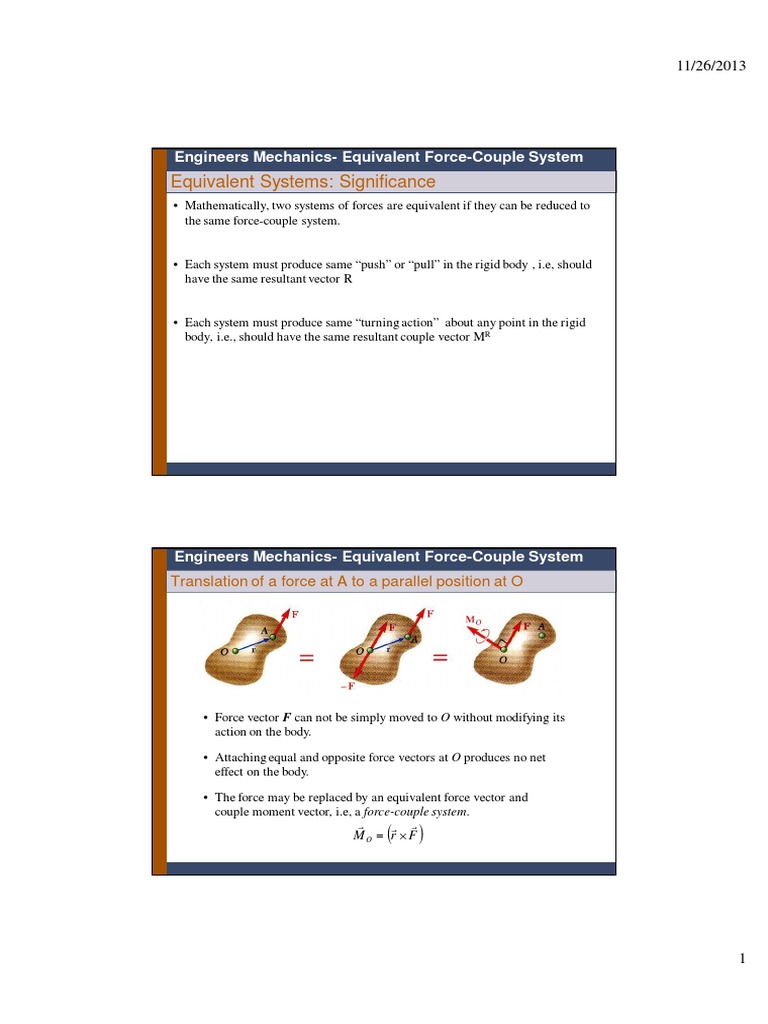 Equivalent Position Vector in Mechanics | PDF | Force | Cartesian ...