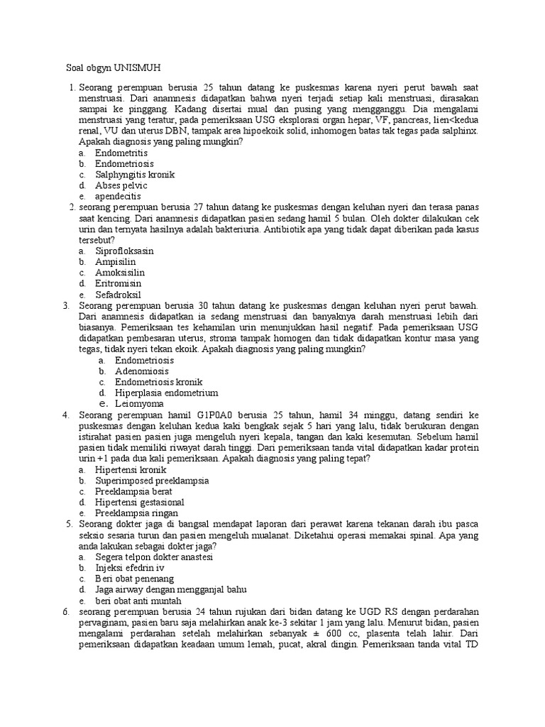 Soal Obgyn UNISMUH | PDF