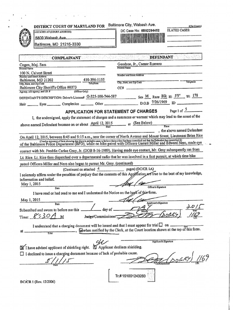 Application For Statement of Charges | PDF