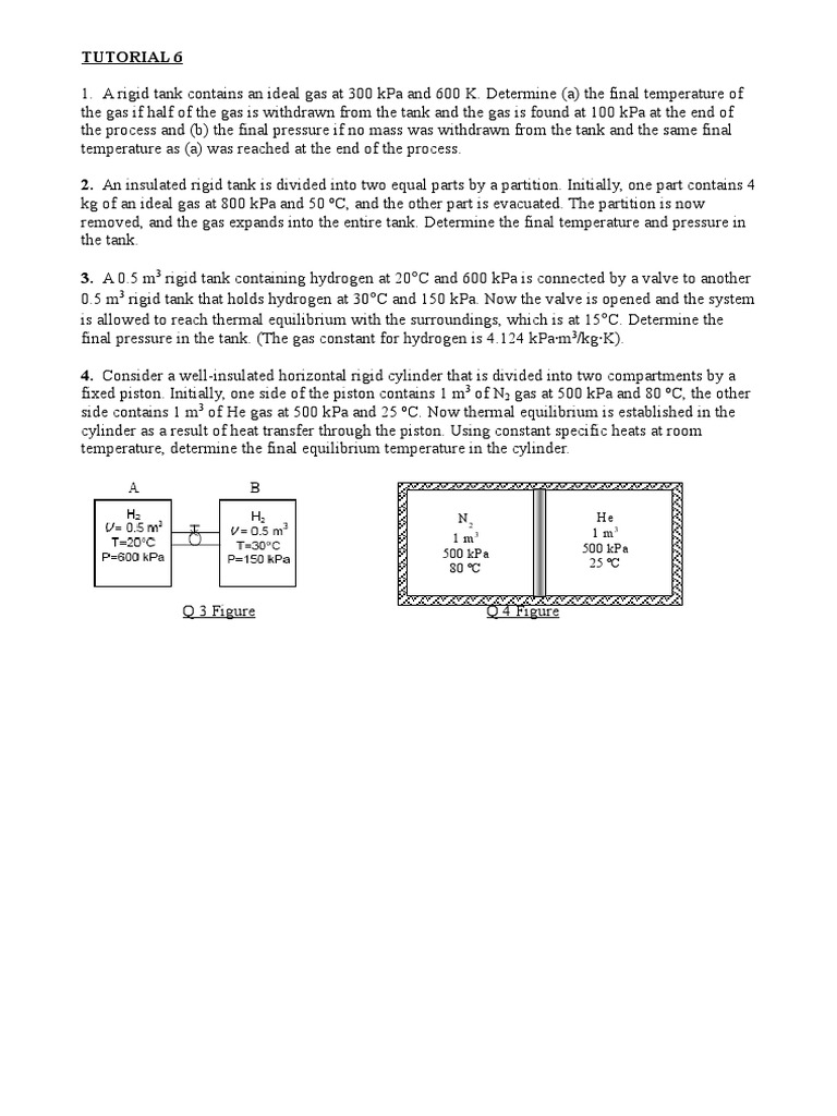 Thermodynamics Tutorial Questions | PDF