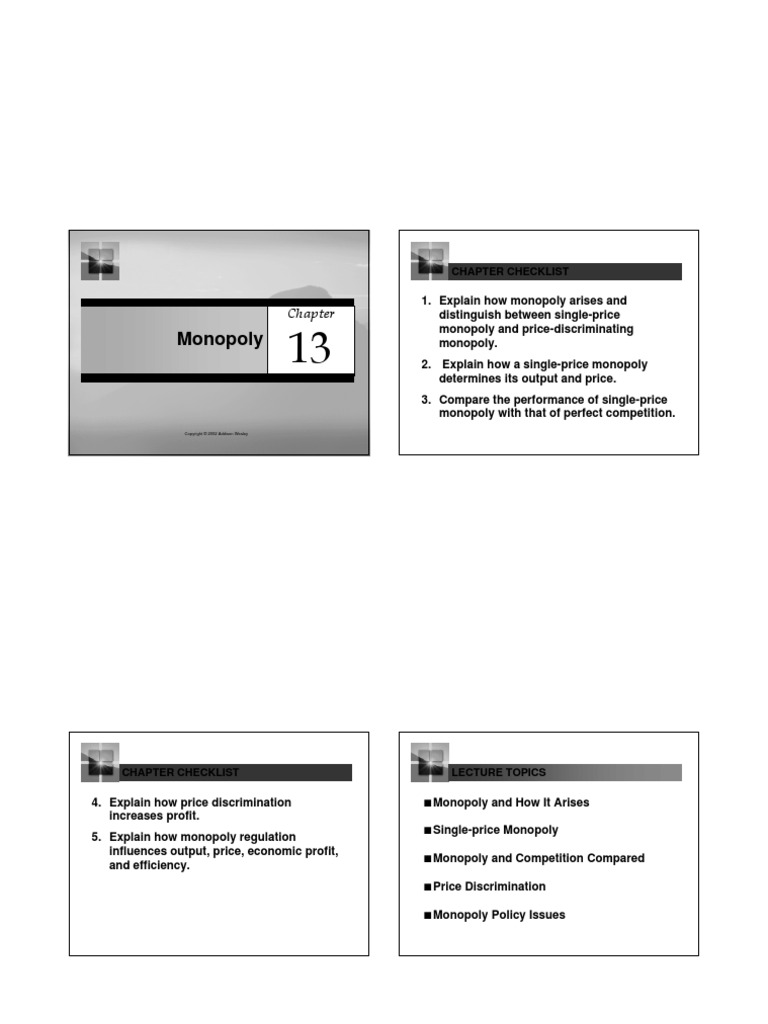 Monopoly: Chapter Checklist | PDF | Monopoly | Price Elasticity Of Demand