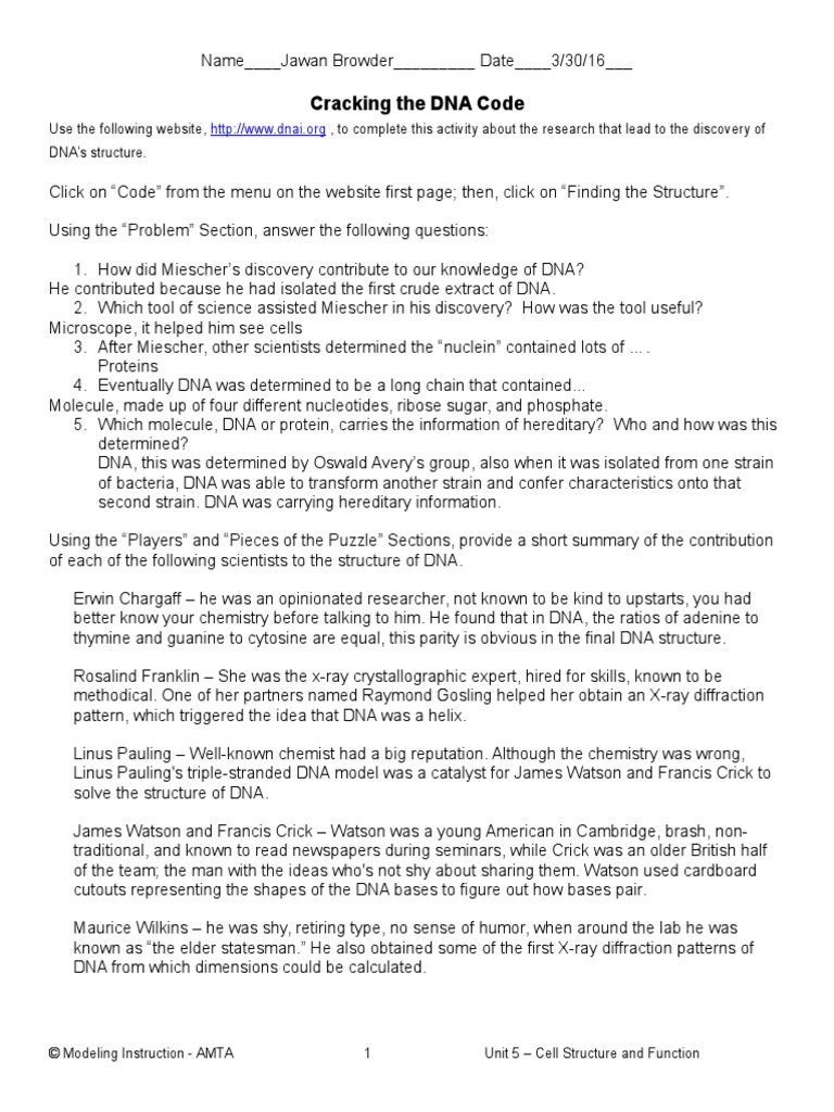 06 Dna Webquest | PDF | Francis Crick | Dna