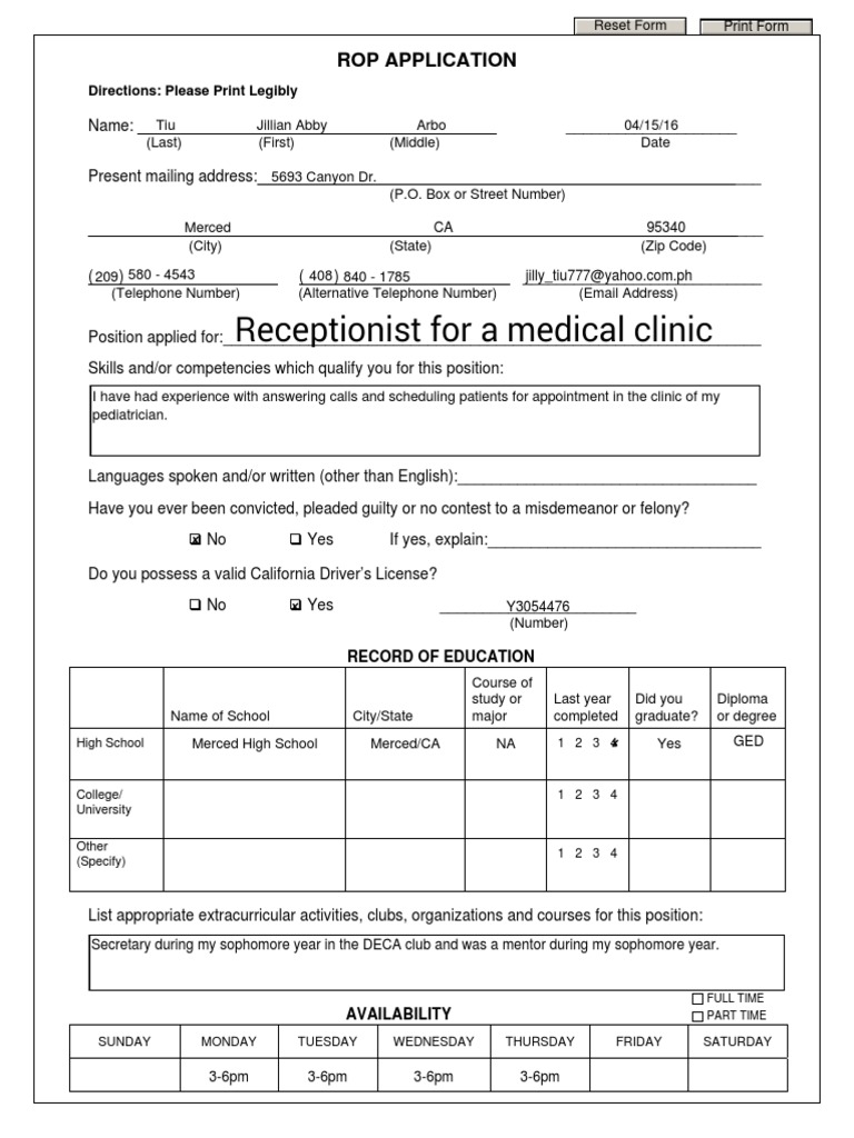 Microsoft Word - Rop Job Application With Availablity Front-For ...